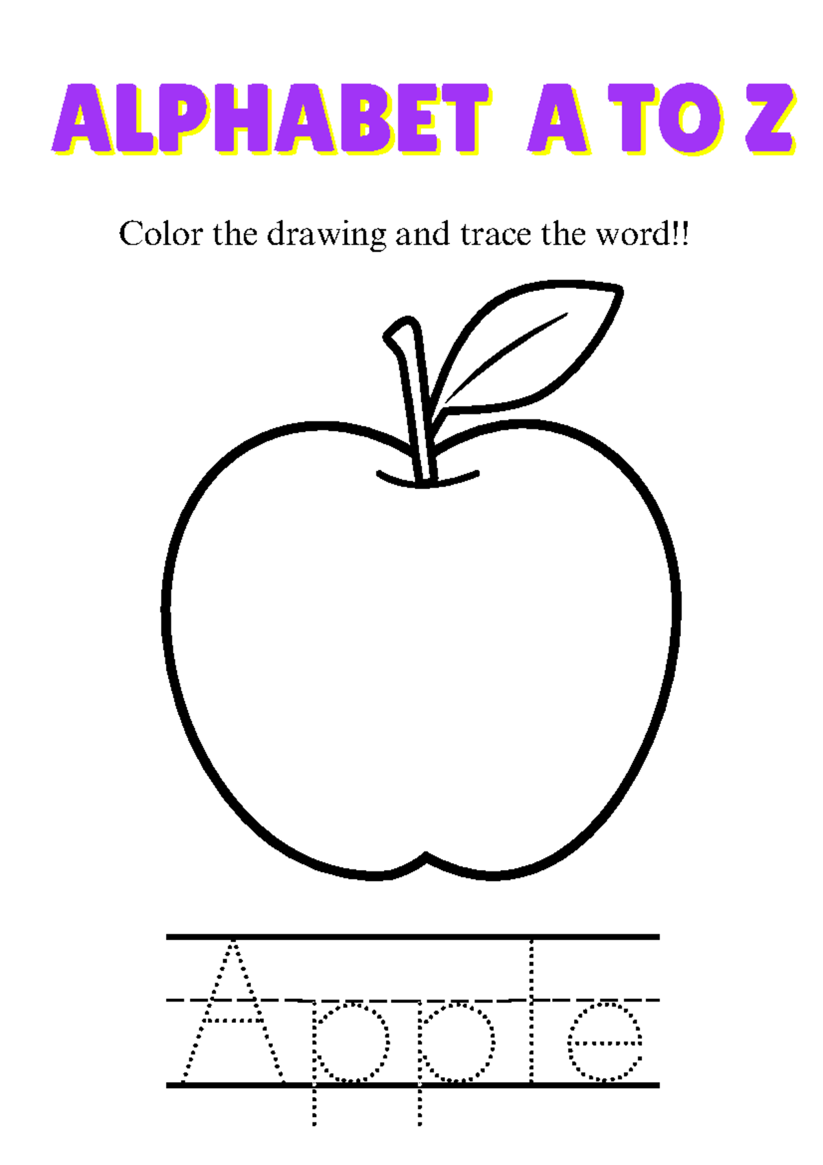 Alphabet A to Z Coloring & Tracing Worksheet - Studocu
