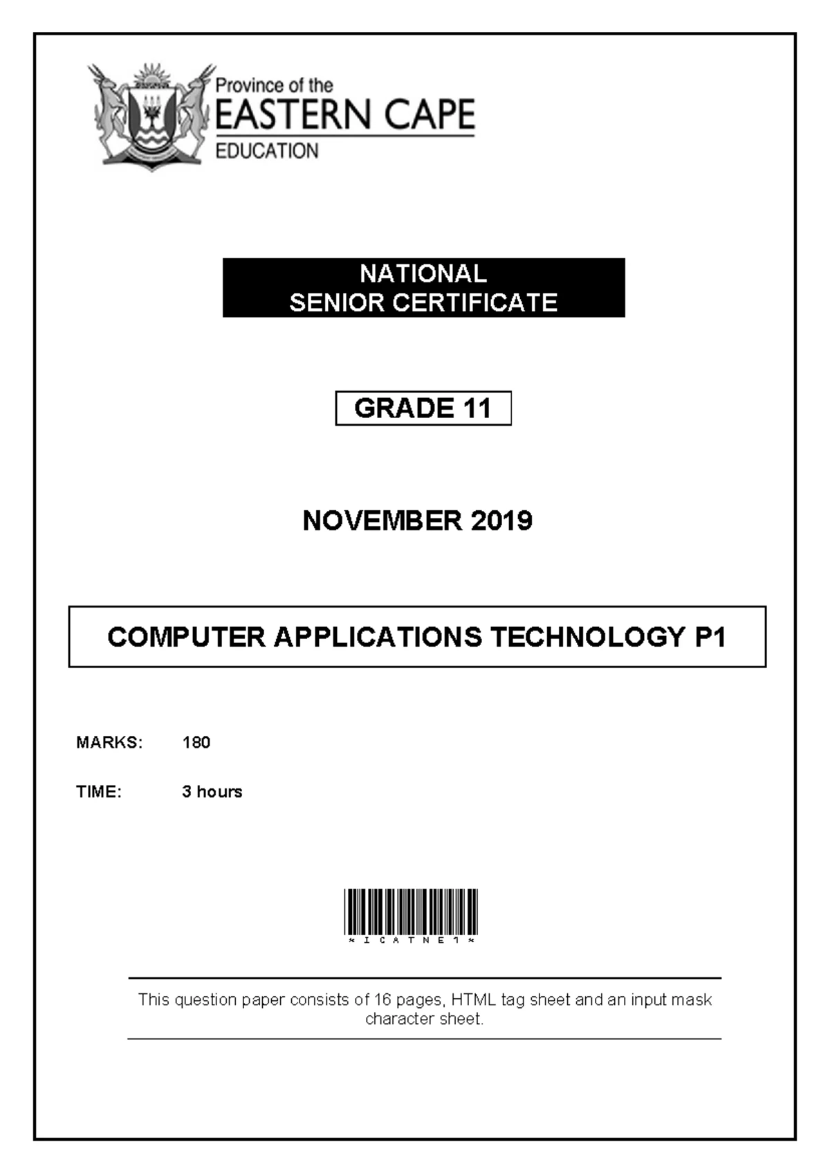 CAT Gr11 Practical Paper 1 Exam Guidelines and Instructions - Studocu