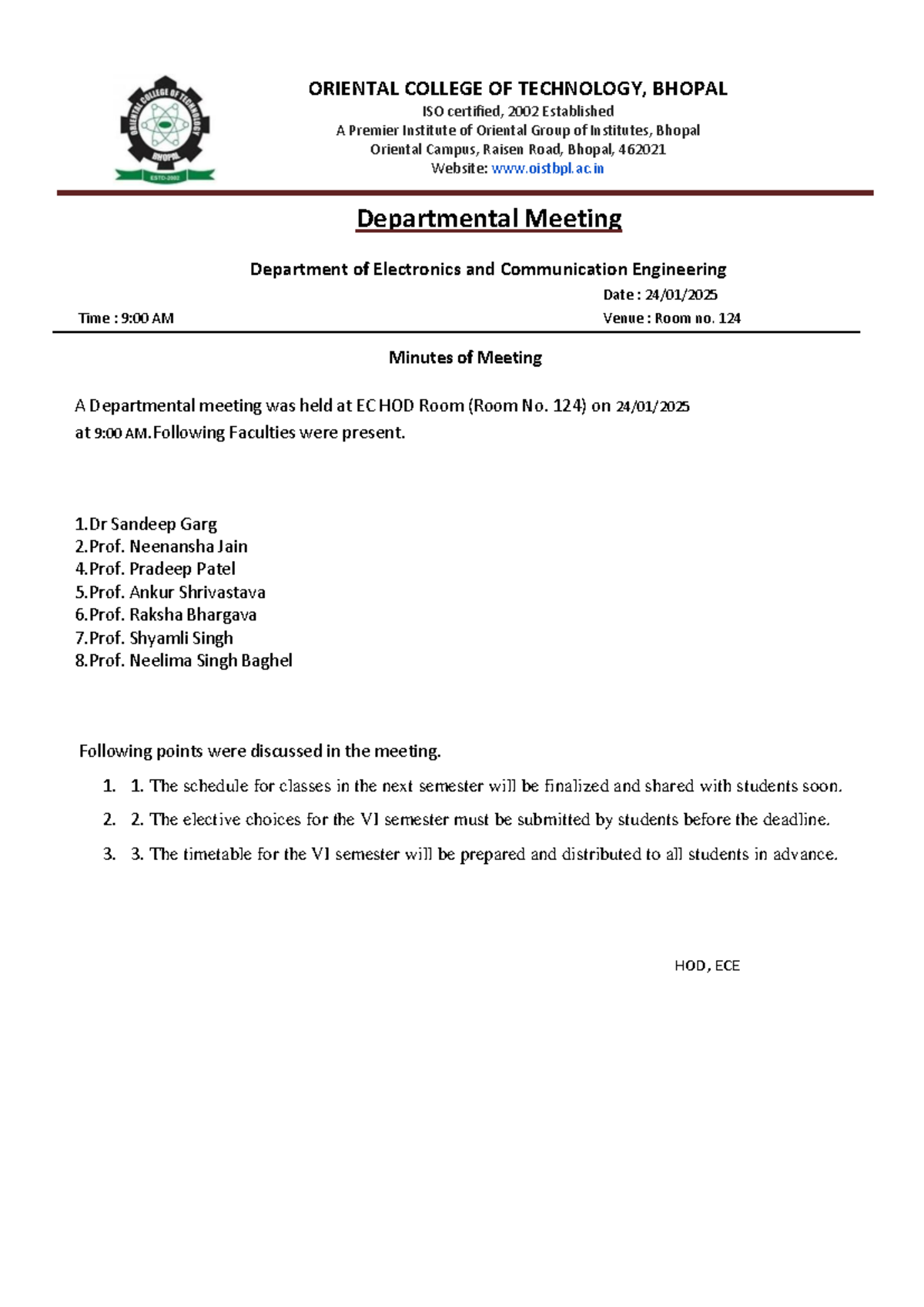 MOM 24jan2025 - MINUTES - Departmental Meeting Department of ...