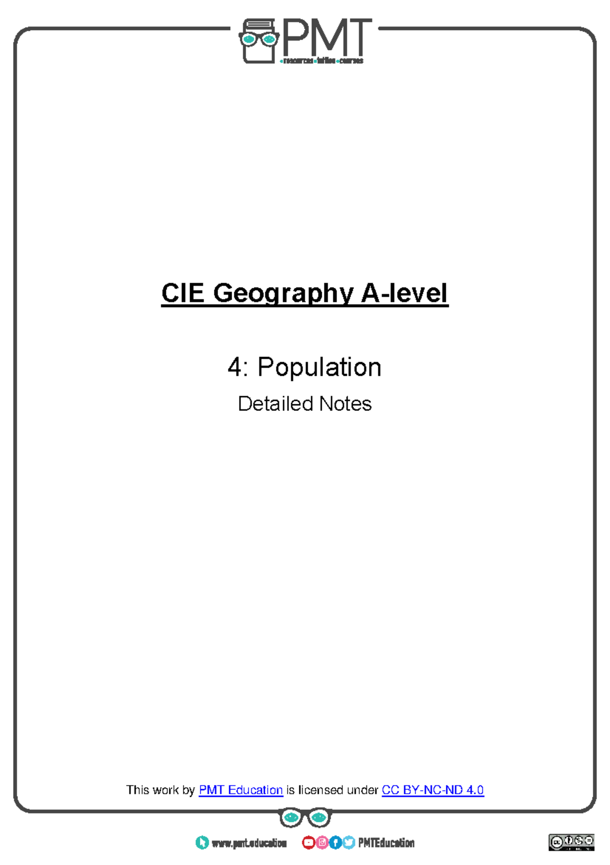 CIE Geography 4: Population - Comprehensive Class Notes - Studocu