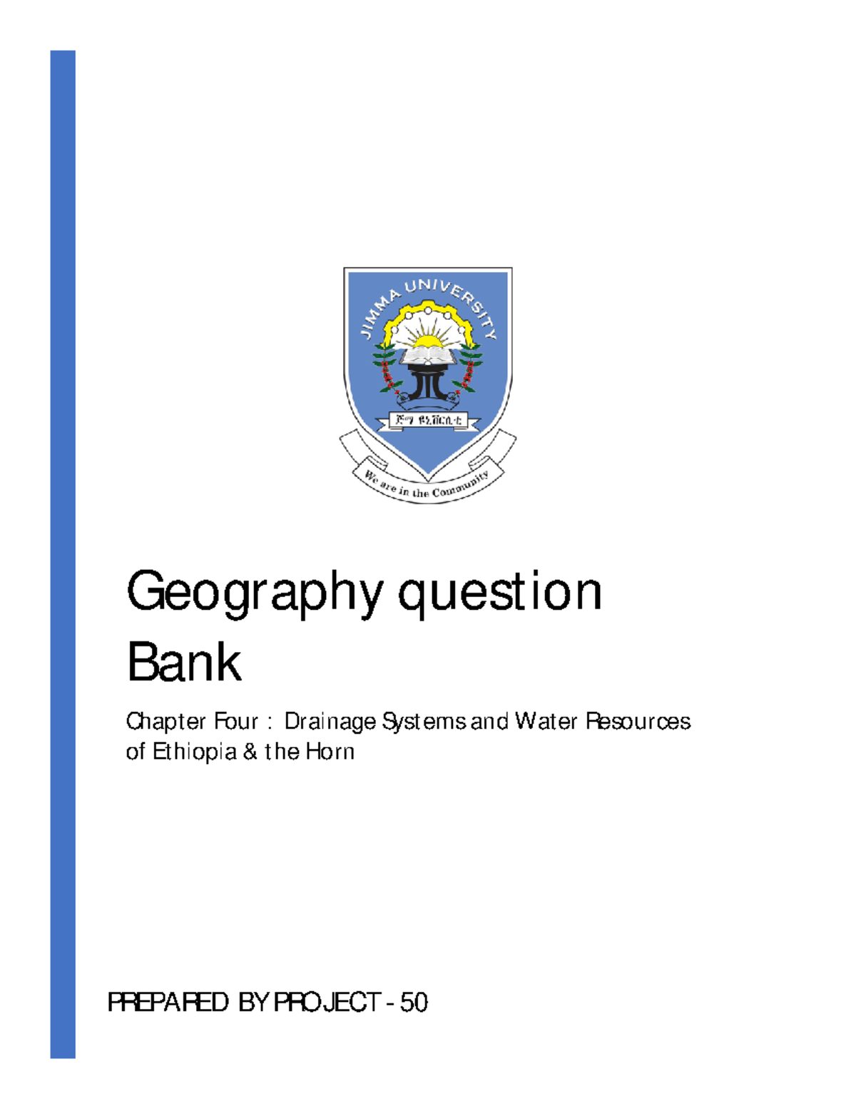 Geo 301: Chapter 4 Question Bank on Drainage Systems in Ethiopia - Studocu