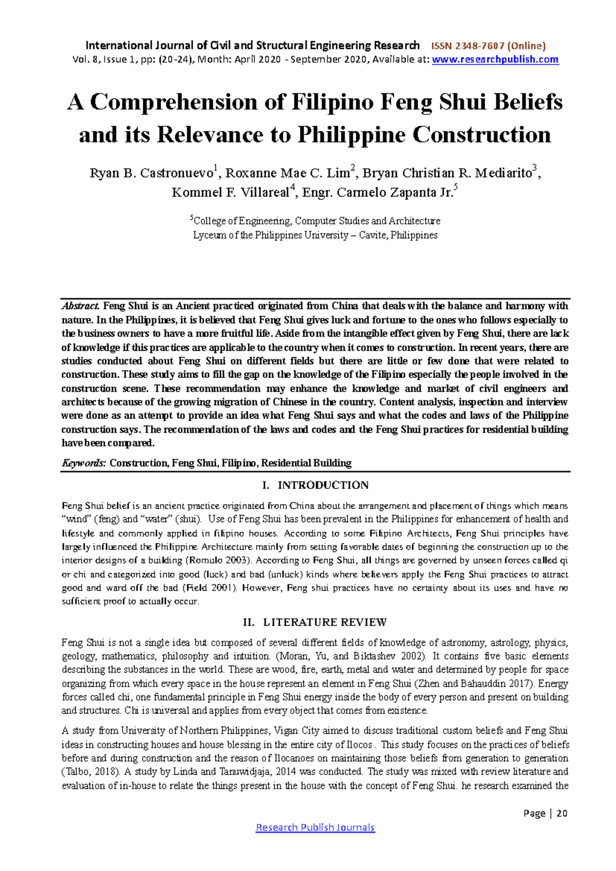 Filipino Feng Shui Practices in Construction: Insights and Implications ...