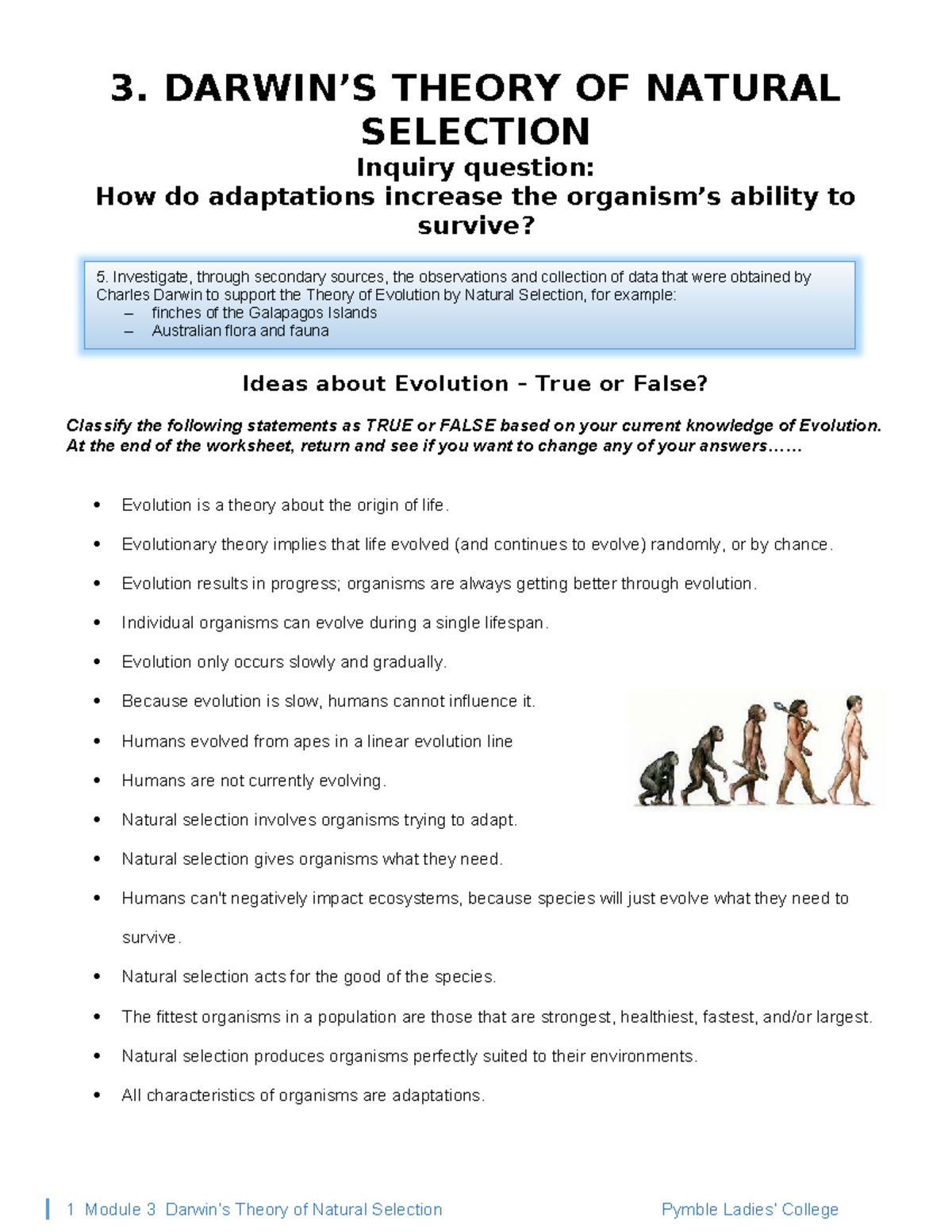Module 3: Theory of Natural Selection - Darwin's Evolution Insights ...