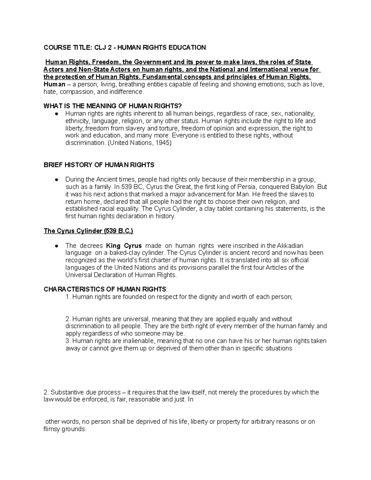 CLJ 2 - Human Rights Education: Key Concepts & Issues Summary - Studocu