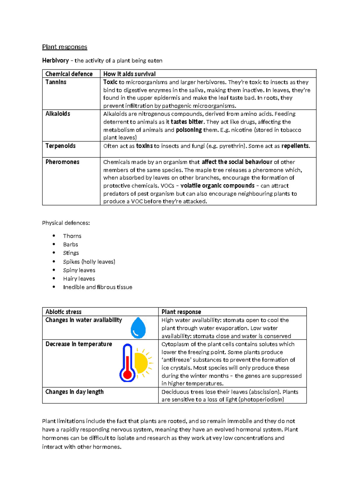 11. Plant Responses - Biology A Level - AQA 2017-2019 Study Guide - Studocu