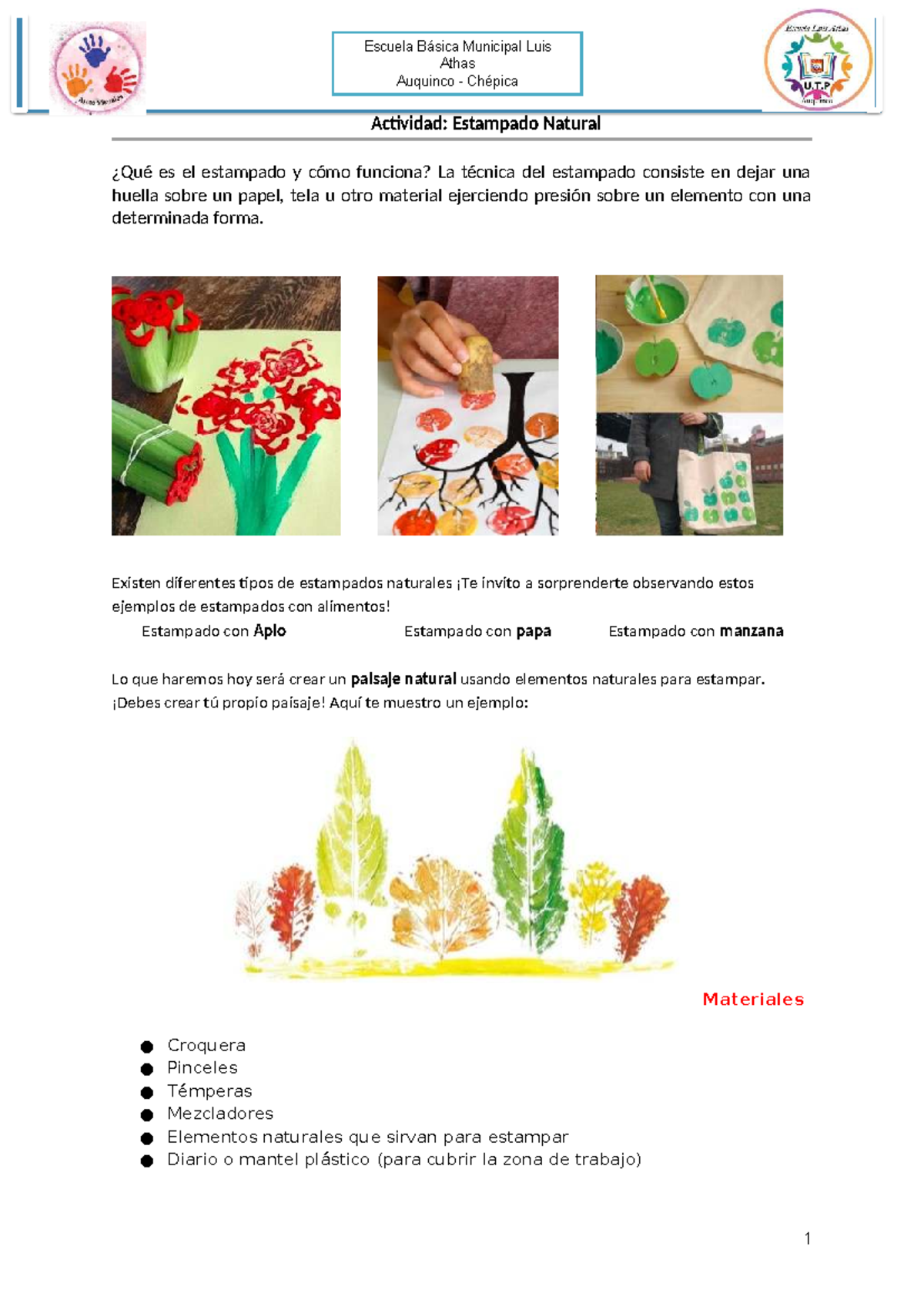 Actividad de Estampado Natural en Artes Visuales: Creando Paisajes ...