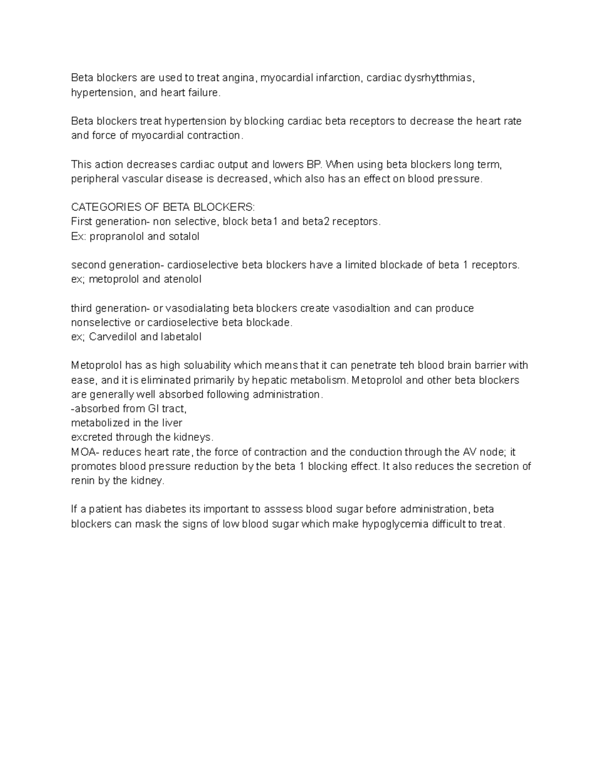Chapter 22 Beta Blocker therapy - Beta blockers are used to treat ...