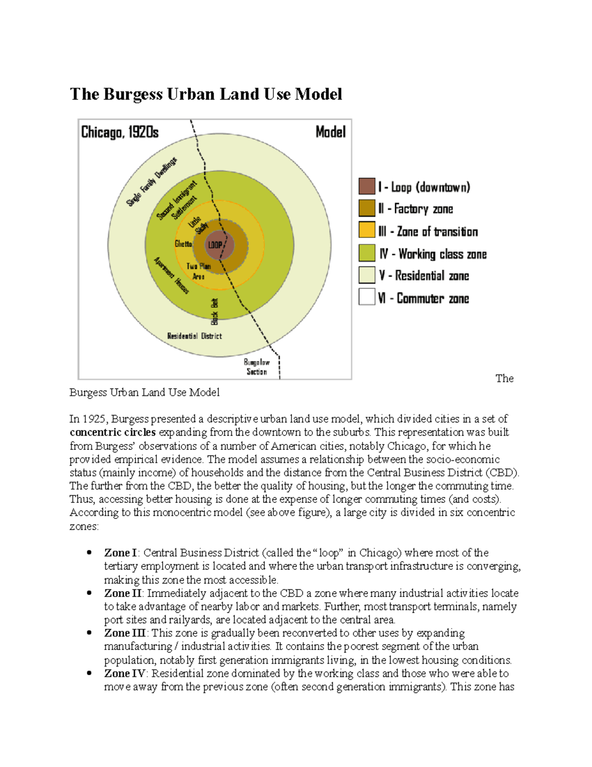 Concentric zone model - Lecture notes 1-3 - The Burgess Urban Land Use ...