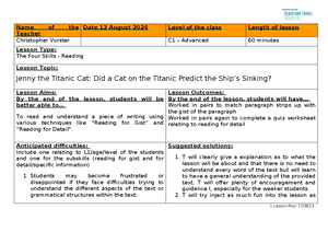 [Solved] Lesson plan for the first conditional warmer stage for a class ...