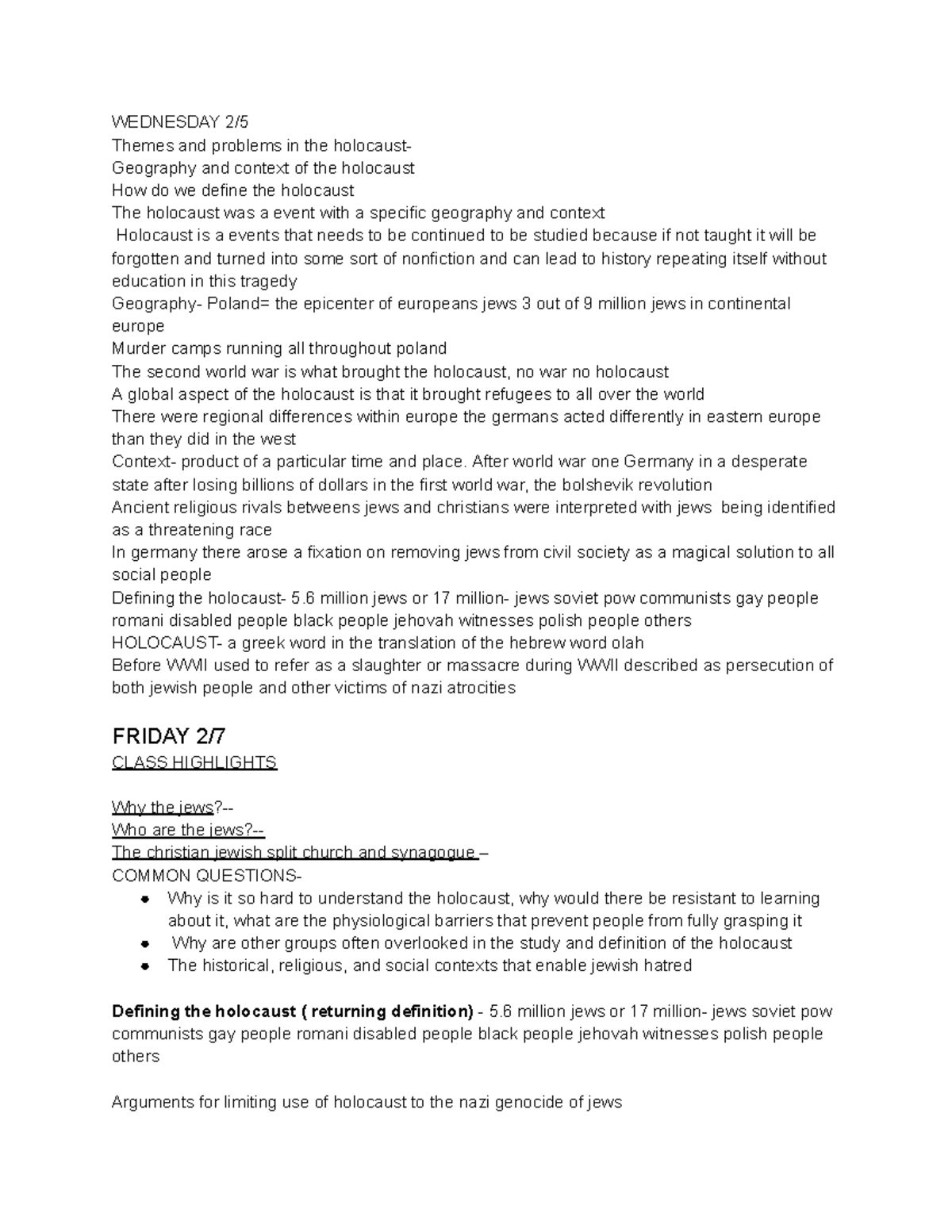 Holocaust History Lecture Notes - Themes, Context, and Definitions ...