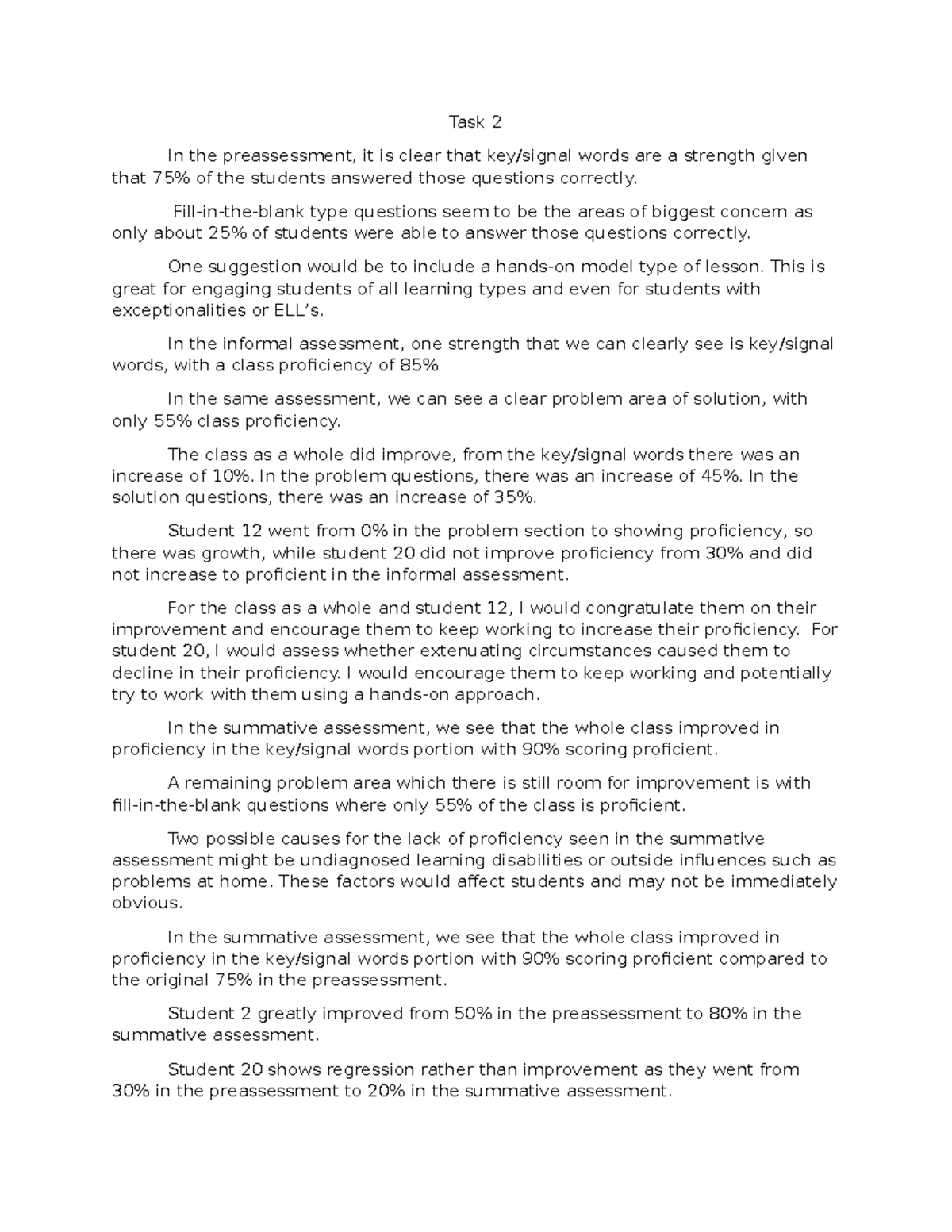 Task 2 Analysis: Student Performance Insights and Growth Strategies - Studocu