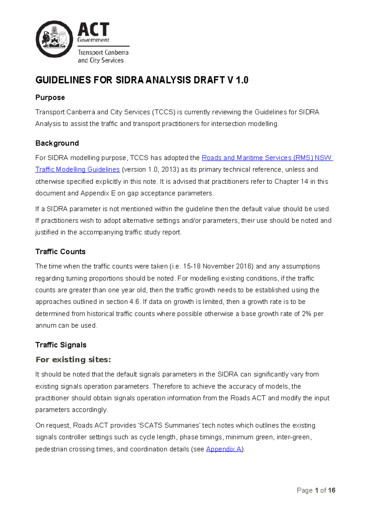 Guidelines for SIDRA Analysis V1.0: Traffic Modelling Best Practices ...