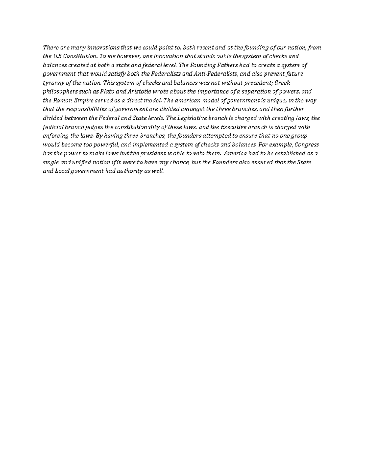 Extra Credit Test 1: Checks and Balances in American Government - Studocu