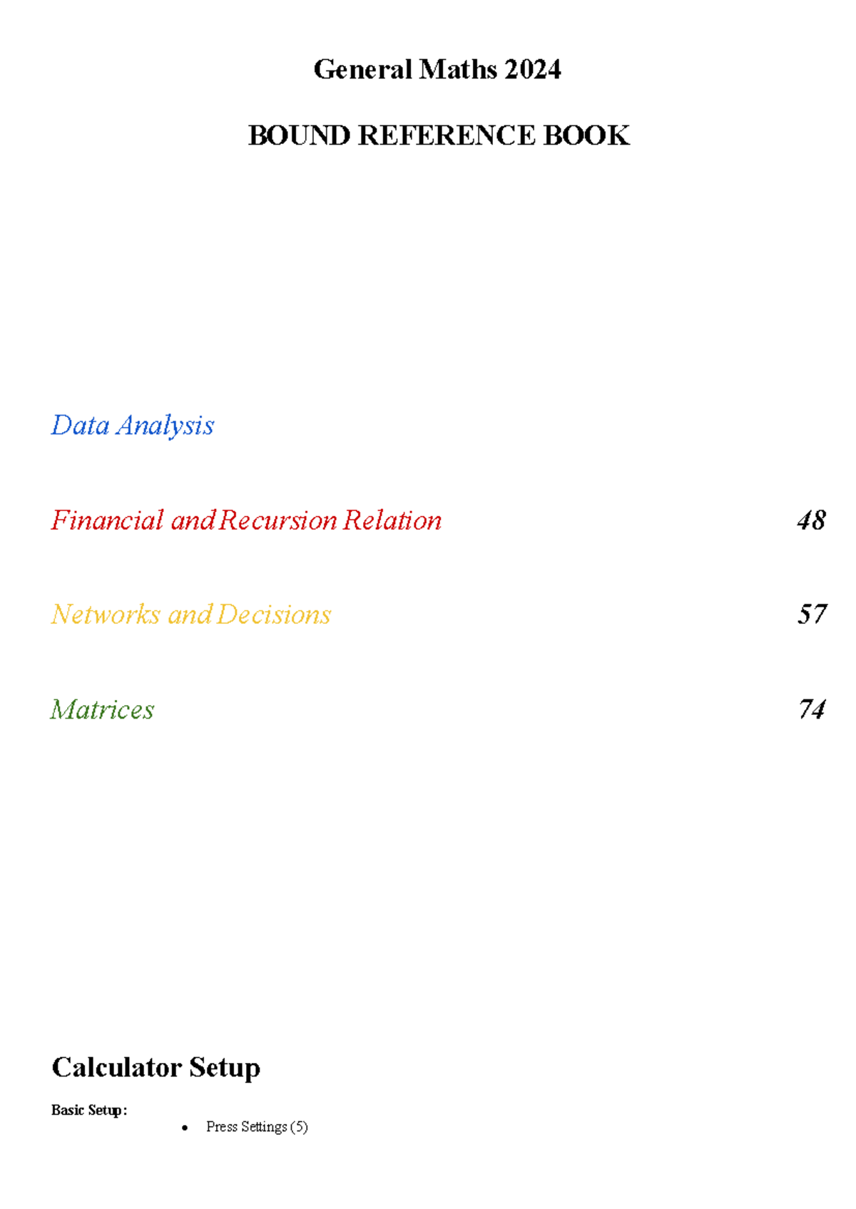 Maths 2024 Bound Reference: Key Concepts in Data Analysis - Studocu