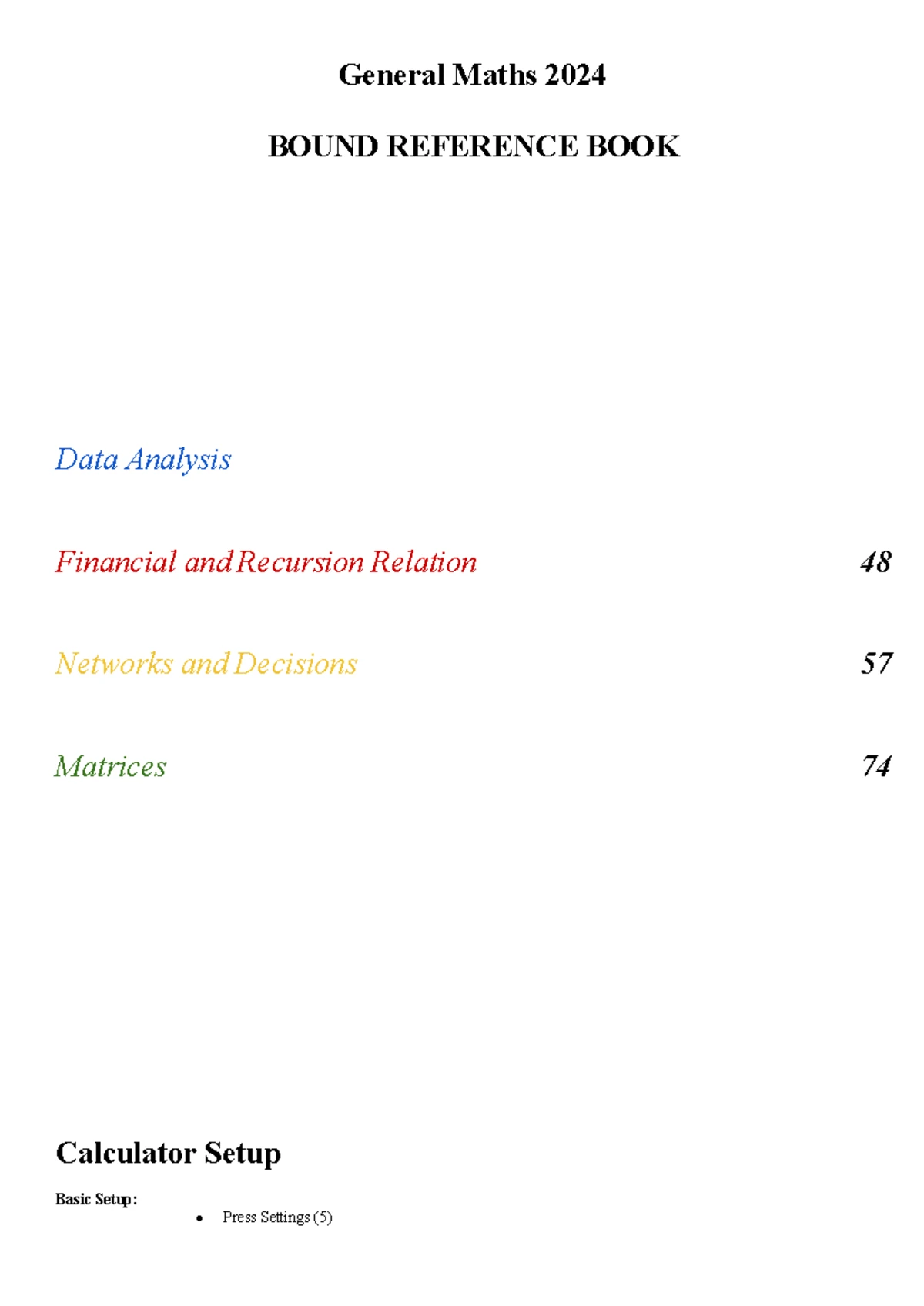 Maths 2024 Bound Reference: Key Concepts in Data Analysis - Studocu