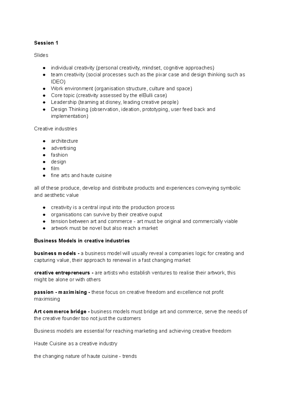 Session 1 Slides: Creativity in Teams & Design Thinking (Course Code ...