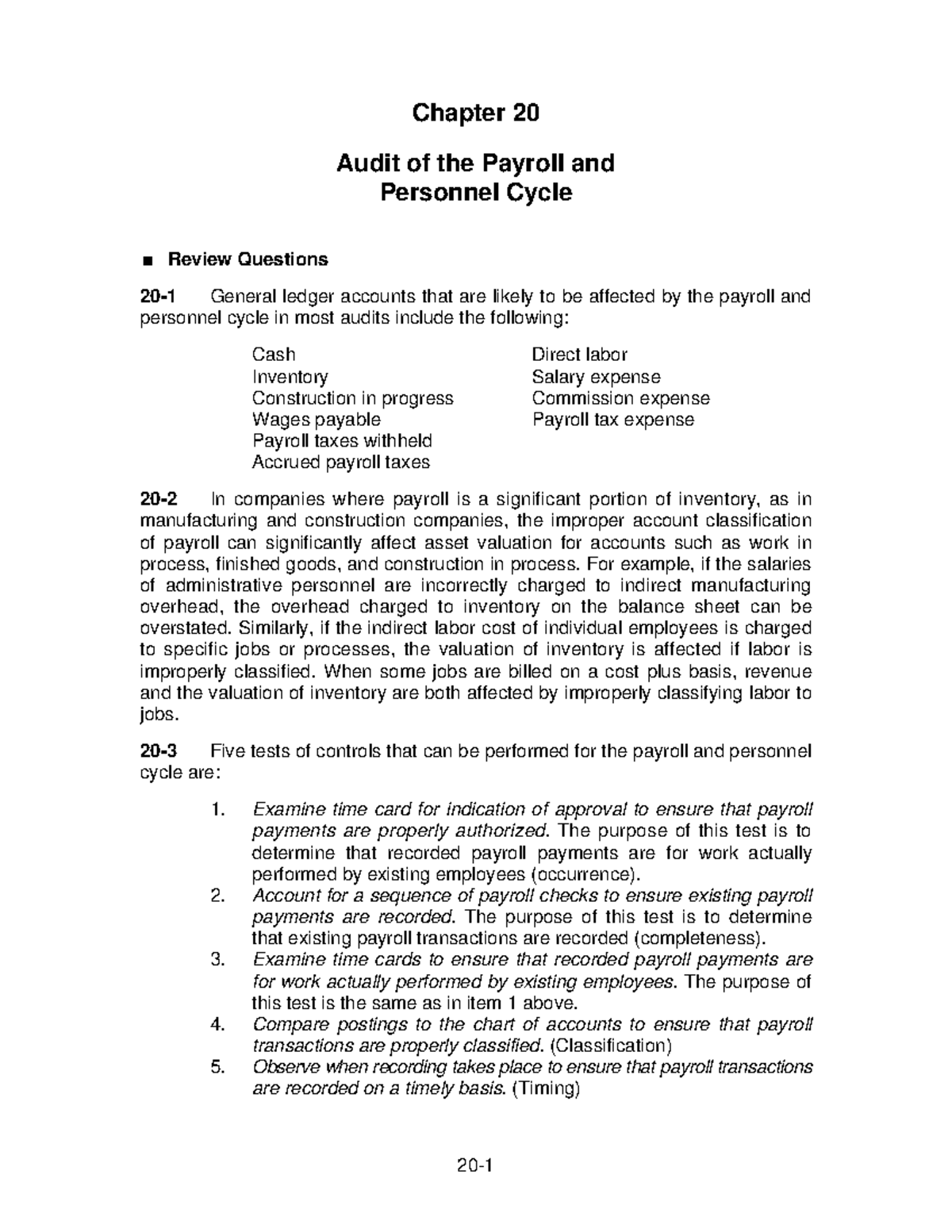 Solution Manual Auditing and Assurance Services 13e by Arens 20 chapter - Chapter 20 Audit of ...
