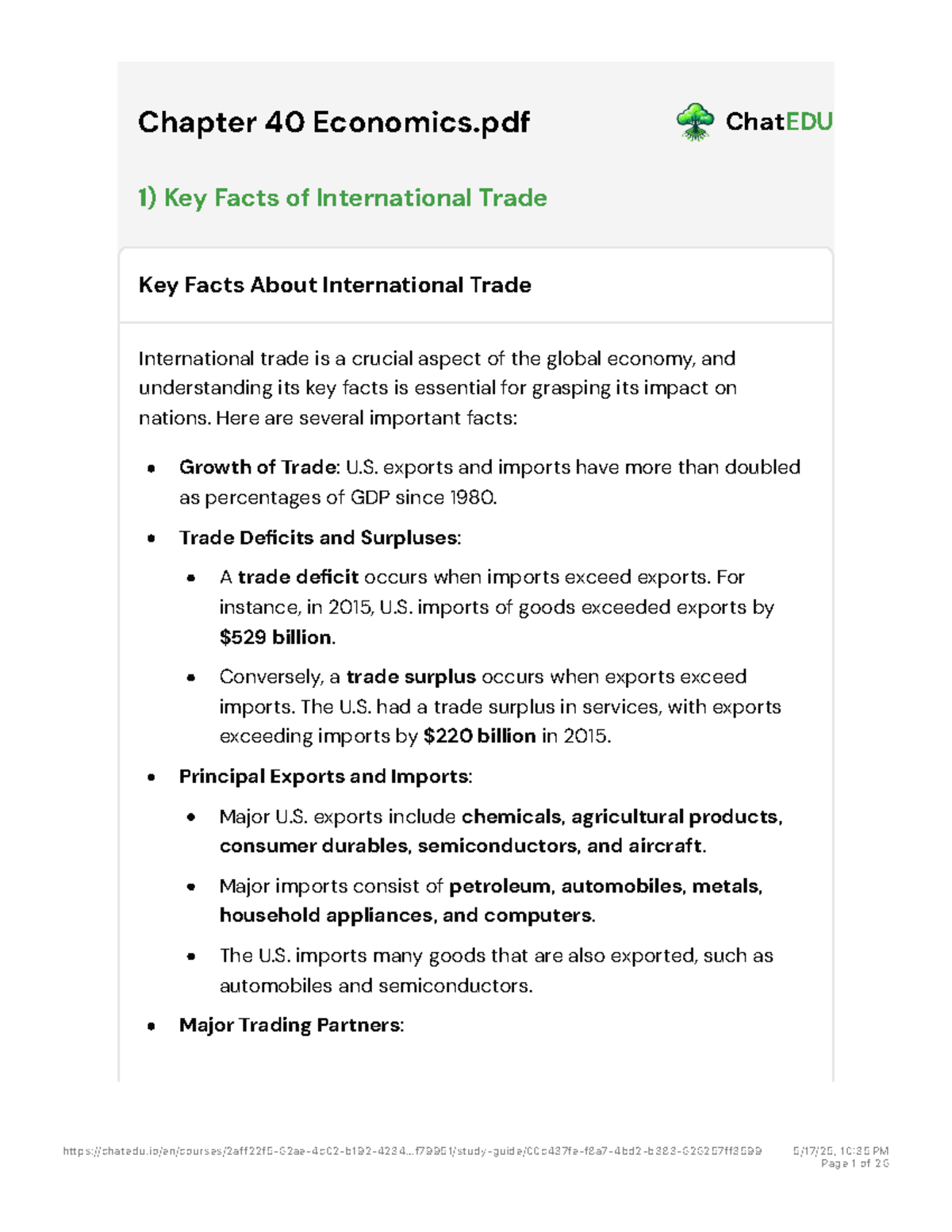 Chapter 40: Key Facts of International Trade - Economics Insights - Studocu