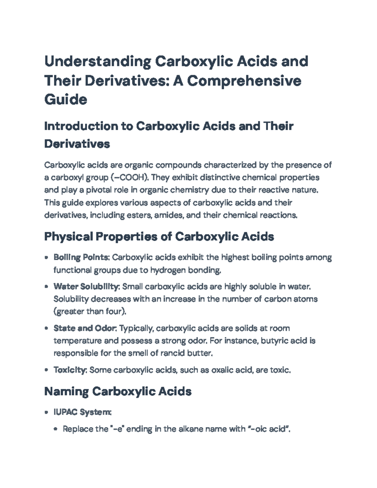 Comprehensive Guide to Carboxylic Acids and Their Derivatives ...