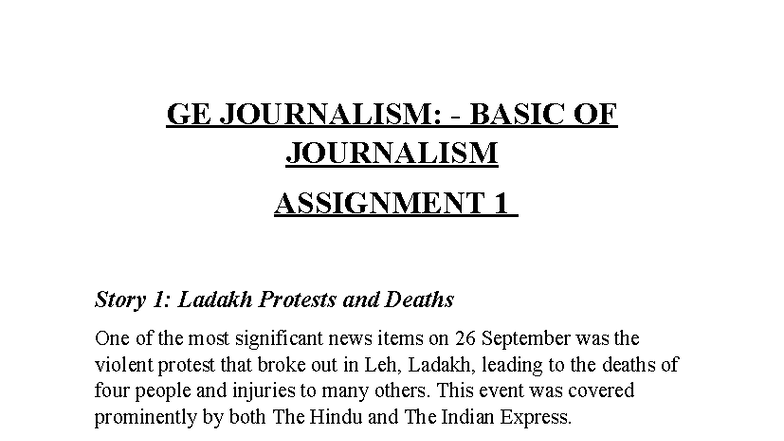 GE Journalism assignment - GE JOURNALISM: - BASIC OF JOURNALISM ...