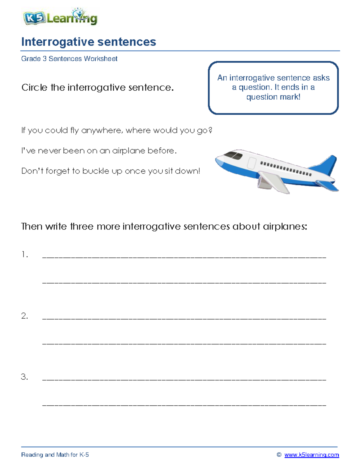 Grade 3 interrogative sentences worksheet for reading and math - Studocu