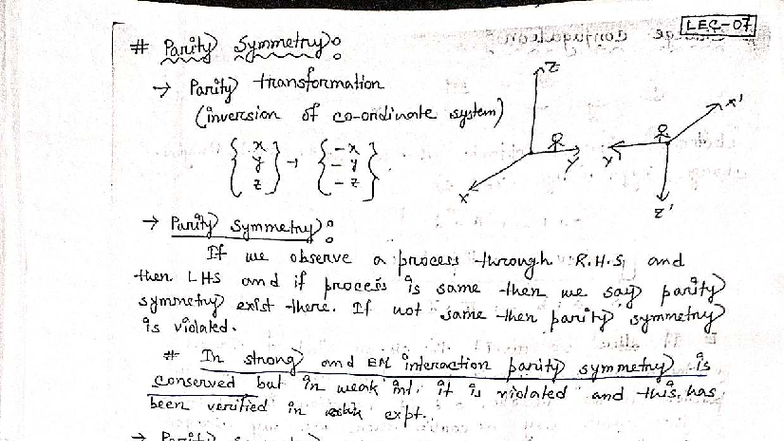 Unit 4 Nuclear Physics: Parity Symmetry and Charge Conjugation Notes ...