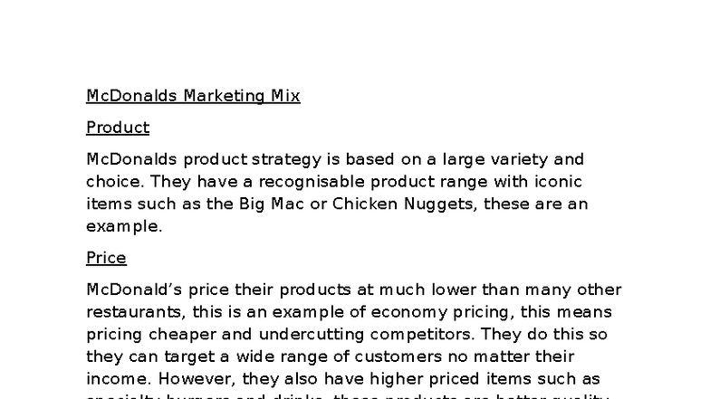 McDonald's Marketing Mix Analysis: Product, Price, Place, Promotion ...