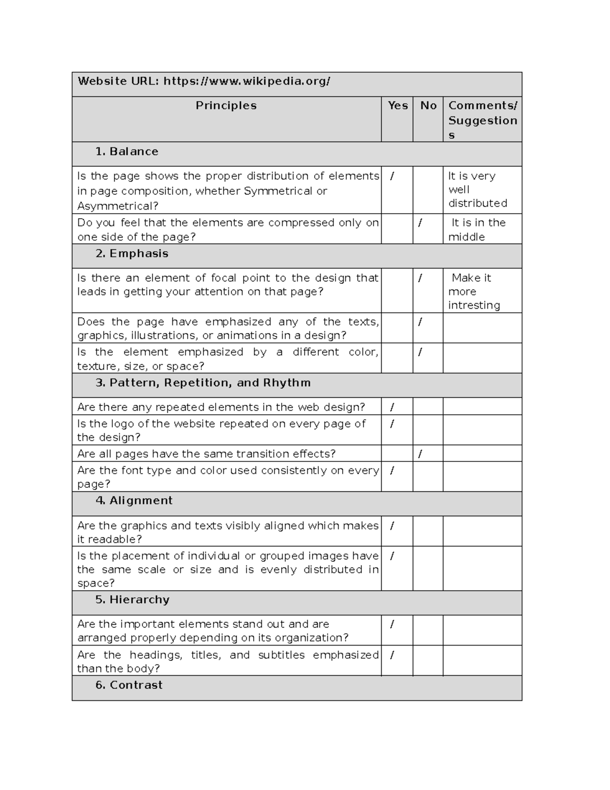 WEB Principles: Evaluating Design Elements and Composition - Studocu