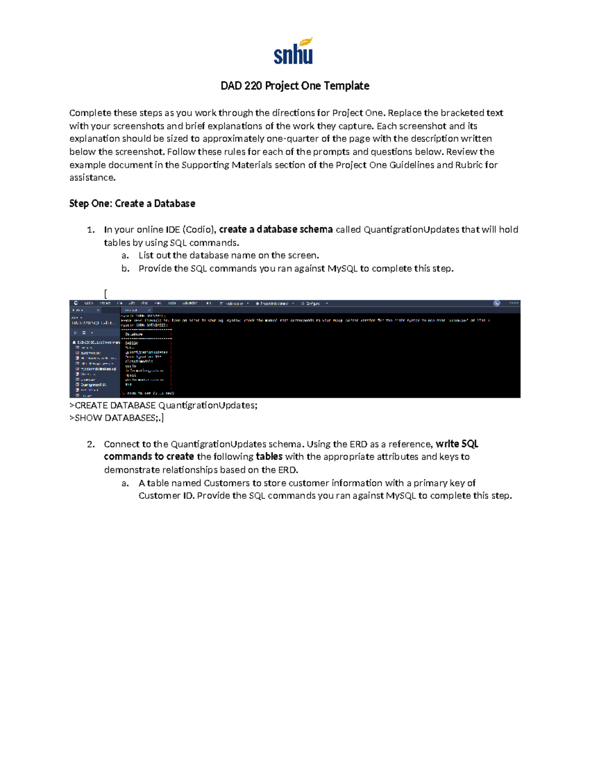 DAD 220 Project One: Database Creation and Data Analysis Guide - Studocu