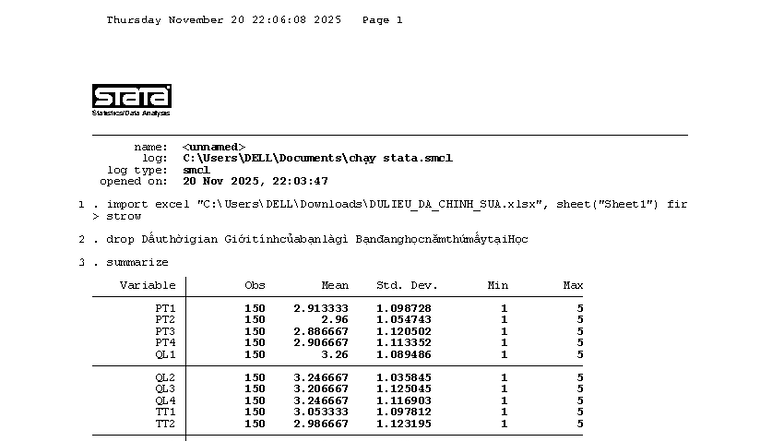 Stata Analysis Report - Chạy Stata (2025) - Studocu