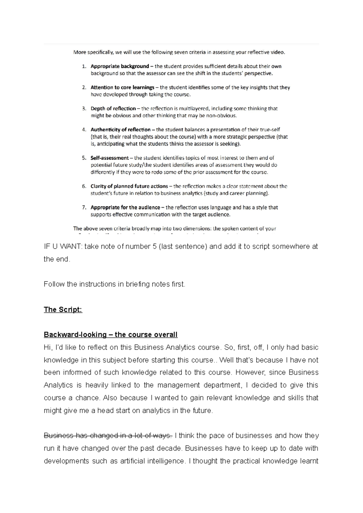 BSAN2201 Reflection on Business Analytics Course Experience - Studocu
