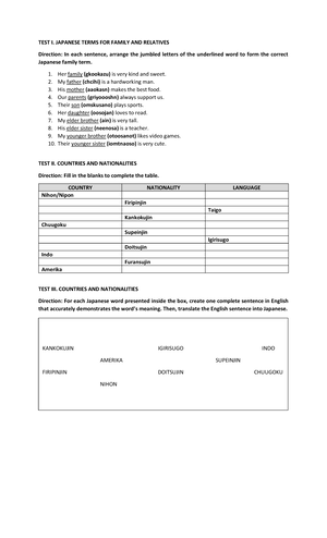 Forlang - Translations - PERSONAL PRONOUNS I - Watasi You - Anata He ...
