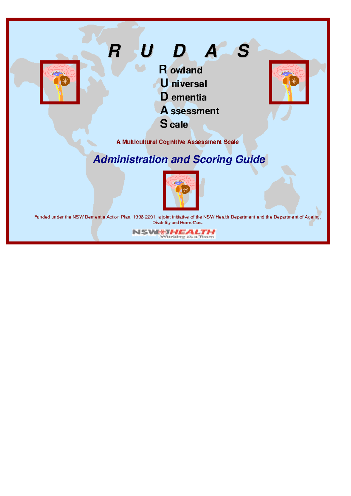 RUDAS: Universal Dementia Assessment Scale Admin & Scoring Guide - Studocu
