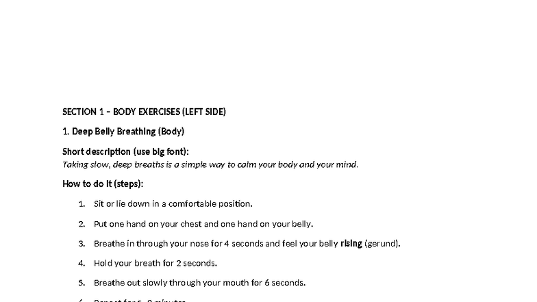Alex Ingles 3 - Body Exercises: Techniques to Manage Stress - Studocu