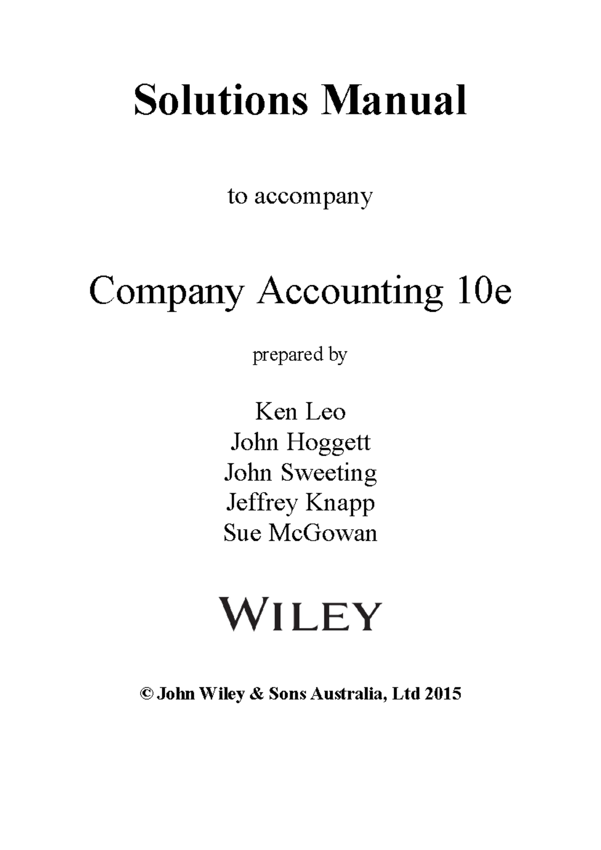 Solutions Manual for Company Accounting 10e: Chapter 5 Fair Value ...