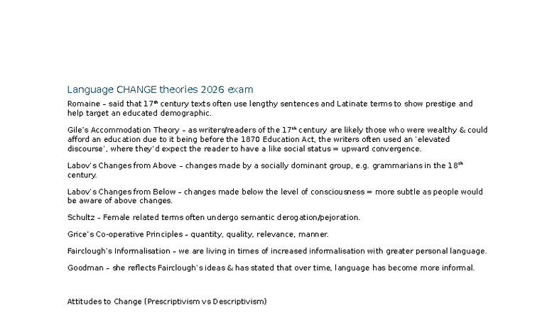 Language Change Theories: 2026 Exam Insights - Studocu