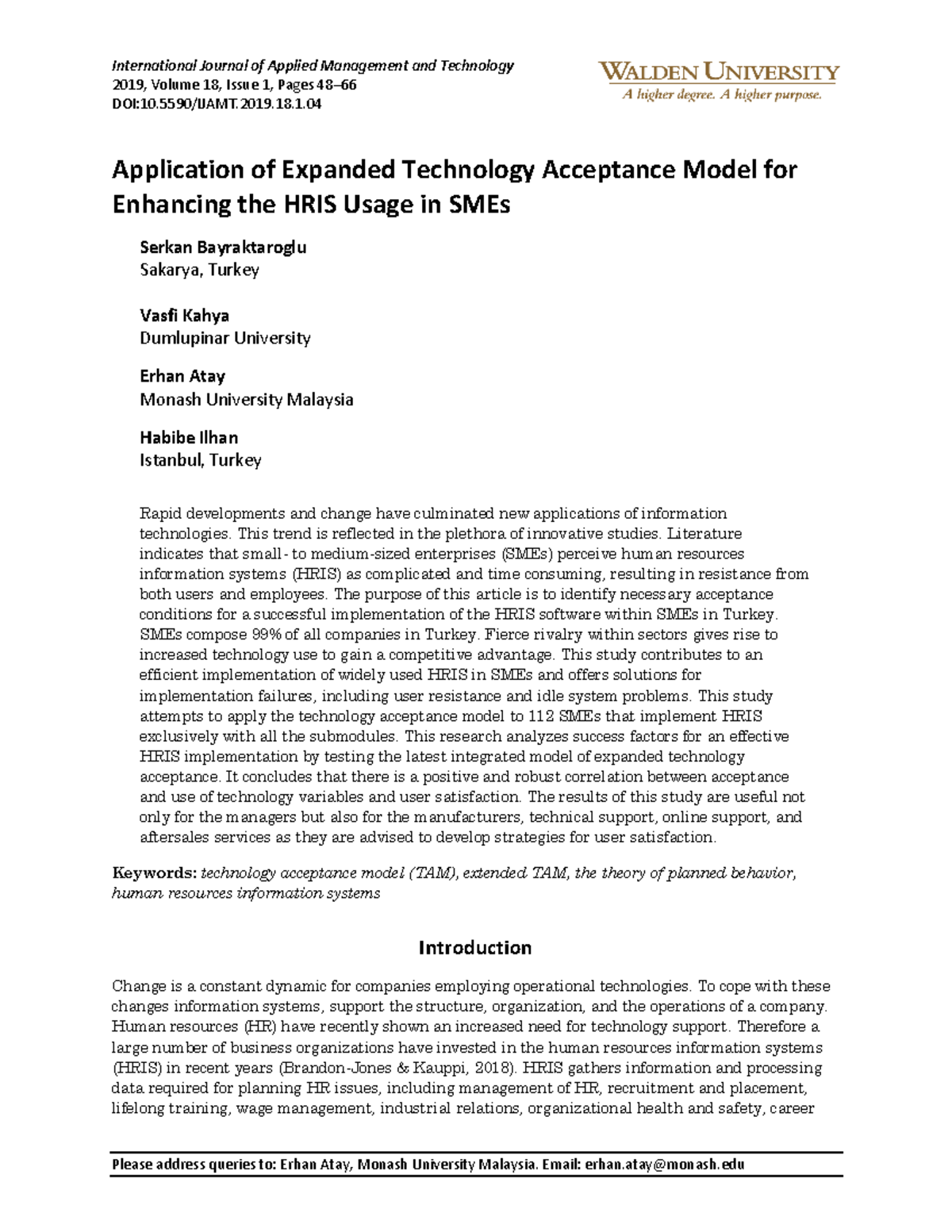 Application of TAM to enhance HRIS Usage - International Journal of ...