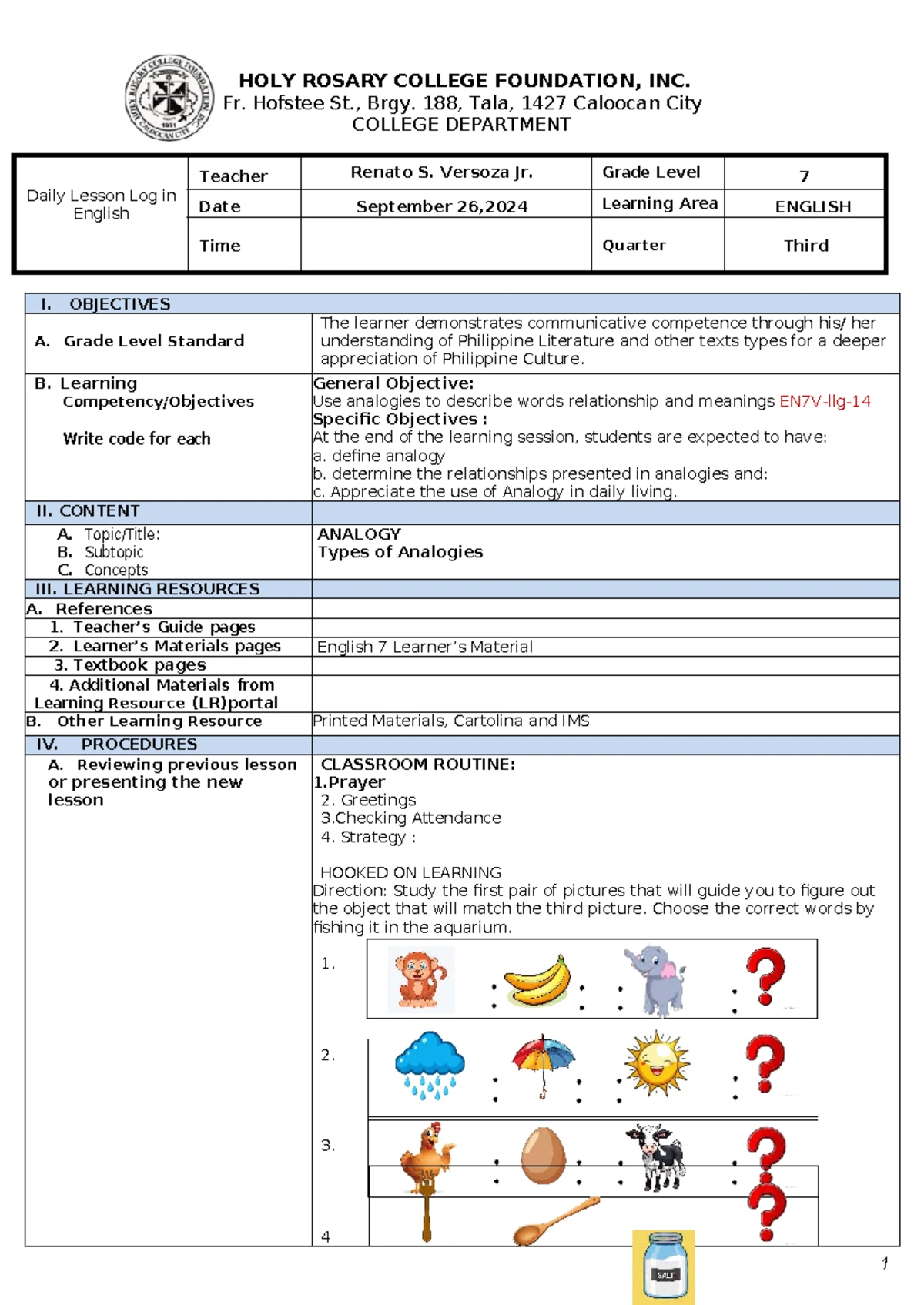 Banghay Aralin sa Wika - Lesson Plan sa Pagsasalita at Stage Fright ...