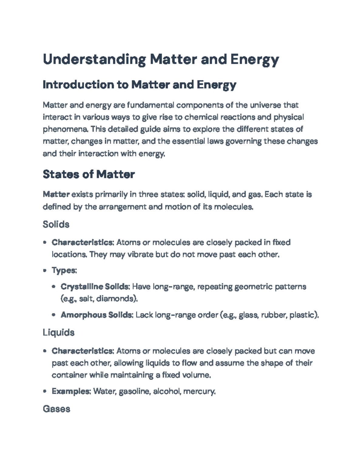 Understanding Matter and Energy: A Comprehensive Guide (CHEM 101 ...