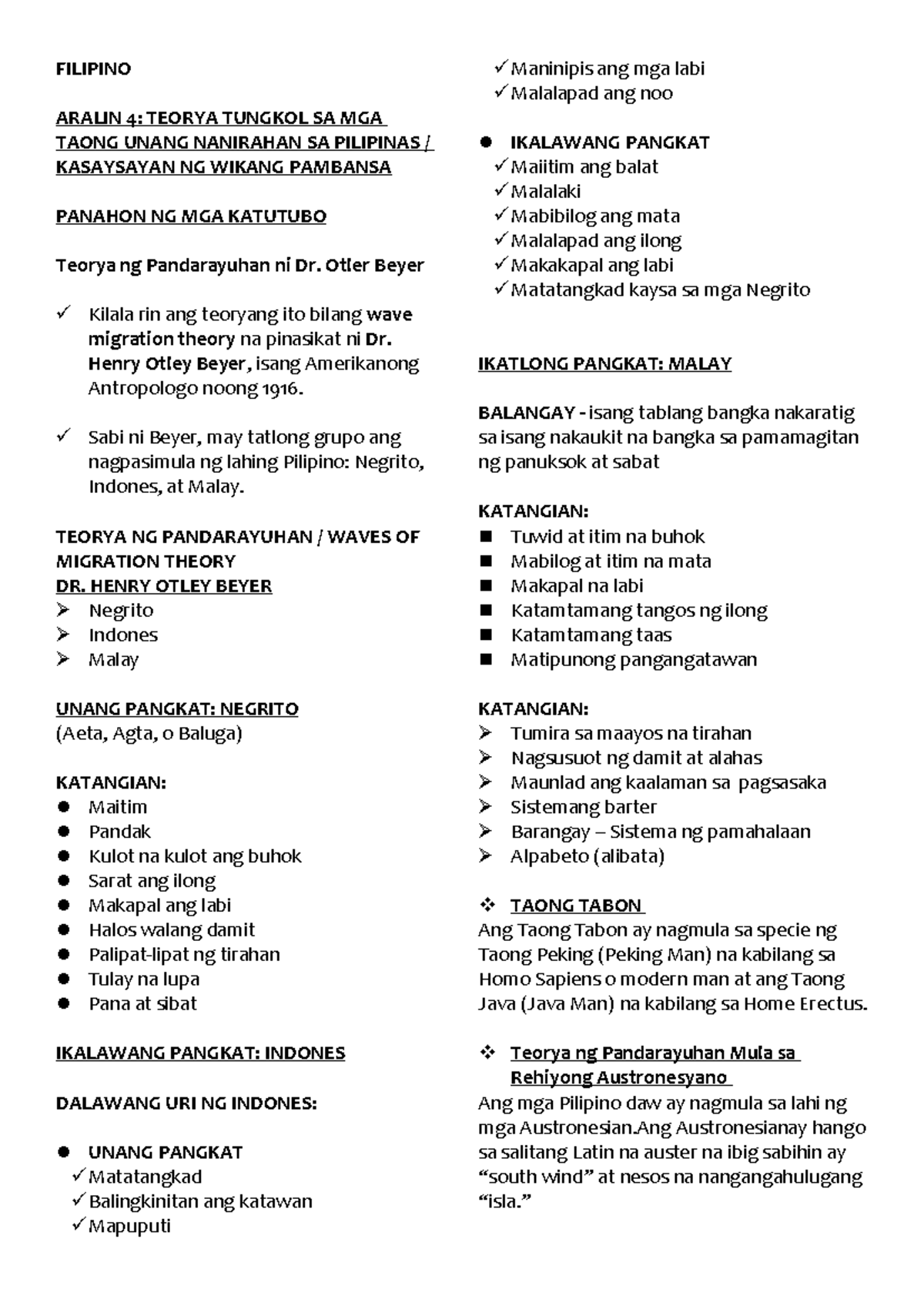 Midterm Review for Filipino Language: Key Theories & Historical Context ...