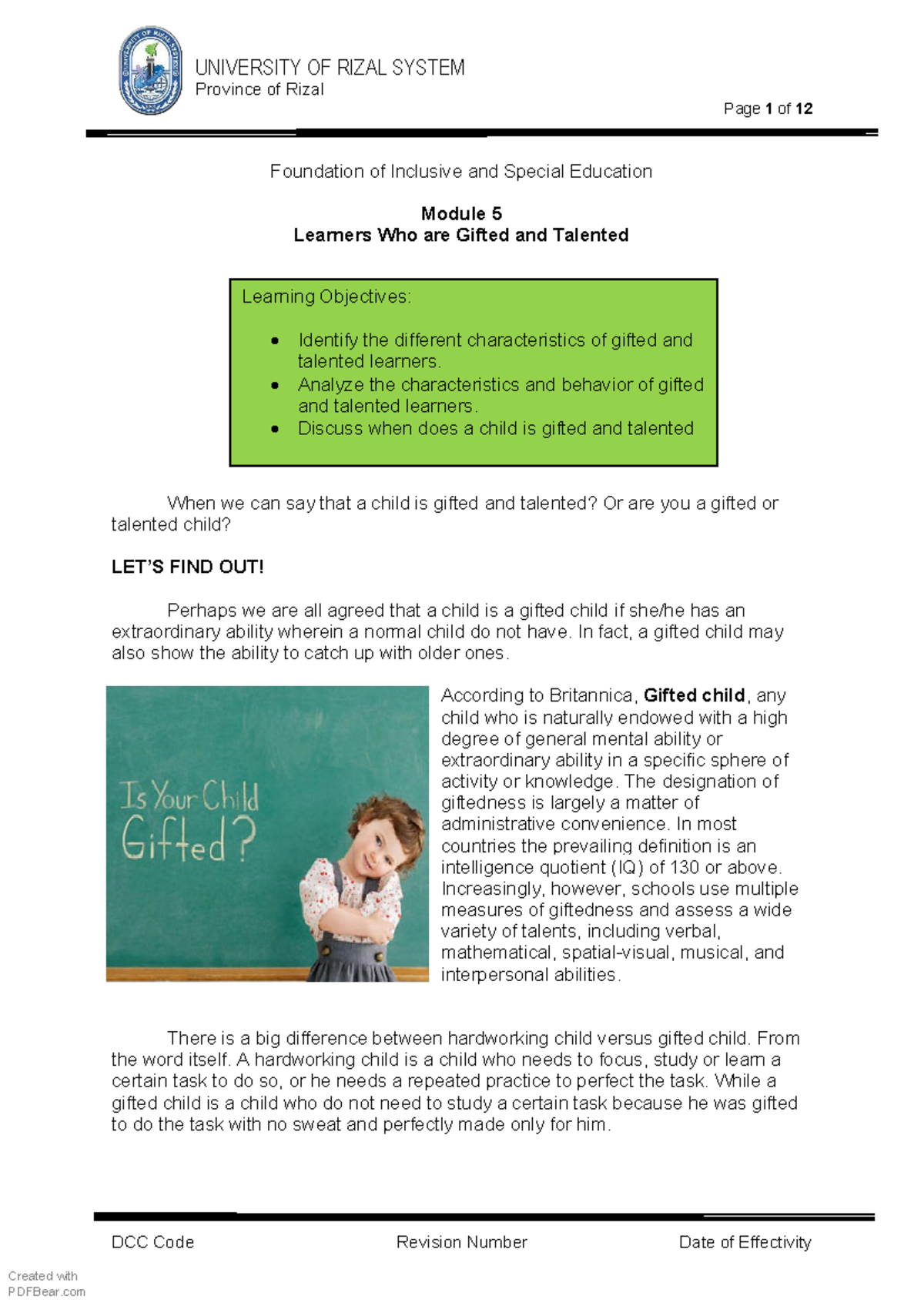 Module 5: Understanding Gifted and Talented Learners in Education - Studocu