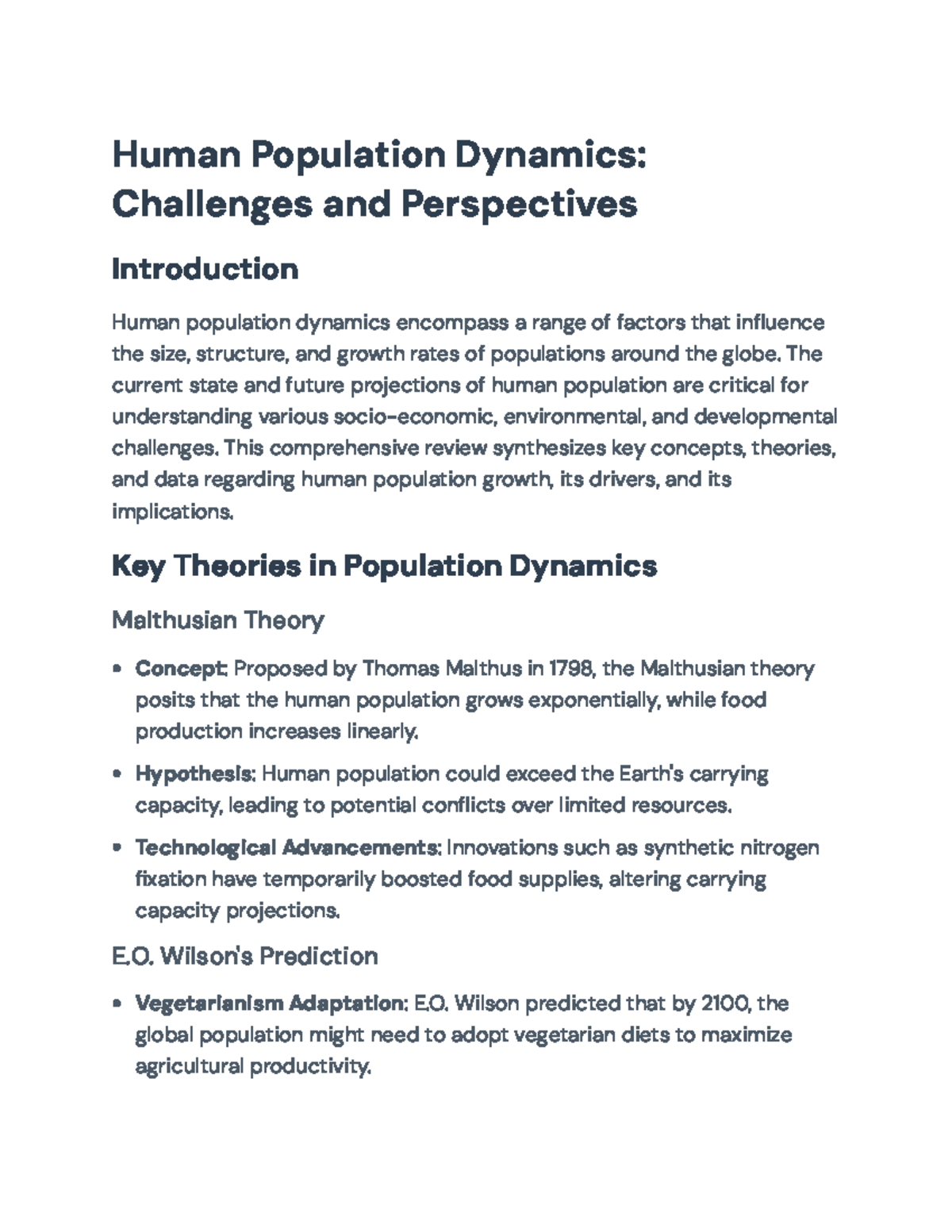 Human Population Dynamics: Challenges, Theories & Future (Soc 101 ...