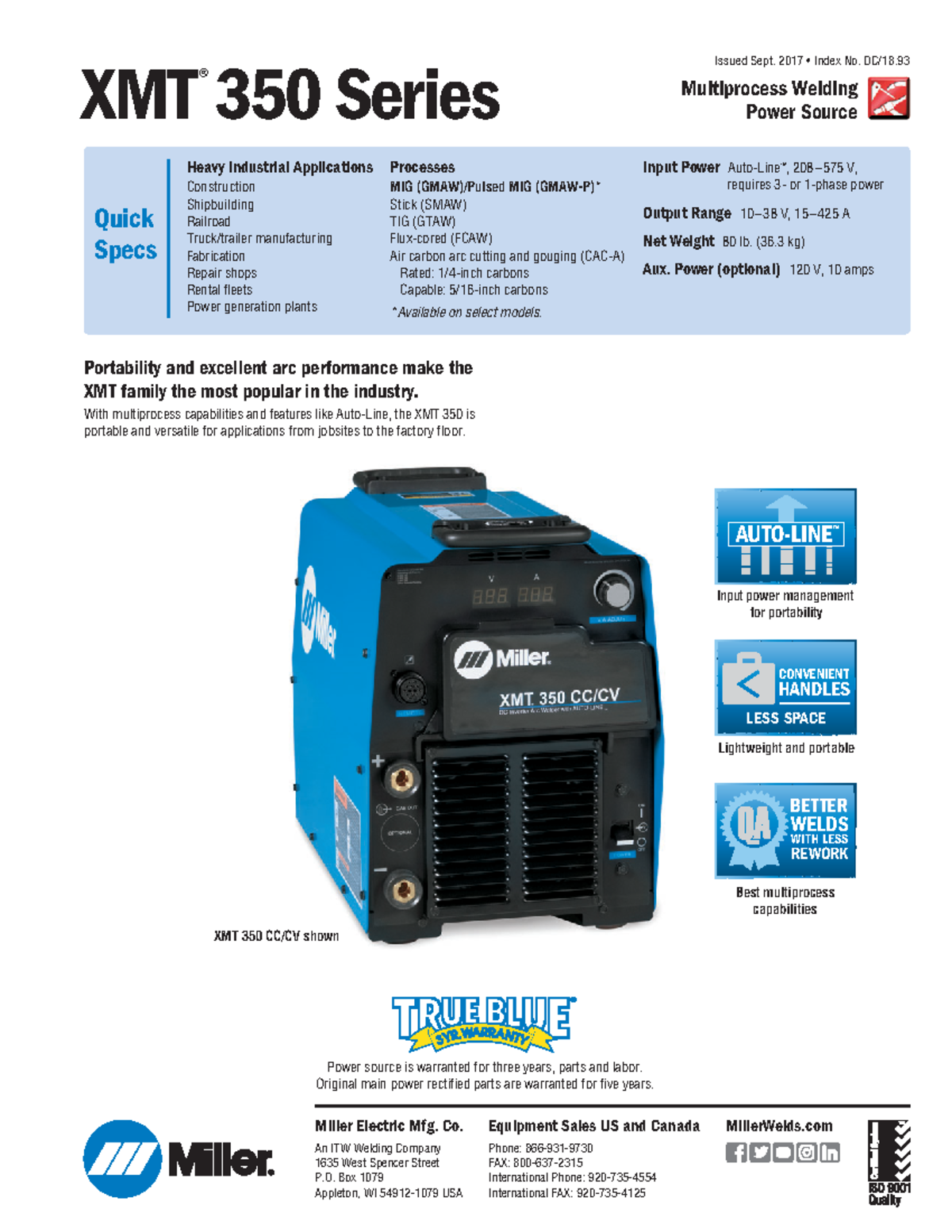 XMT 350 Technical Sheet - Equipment Description and Specifications ...