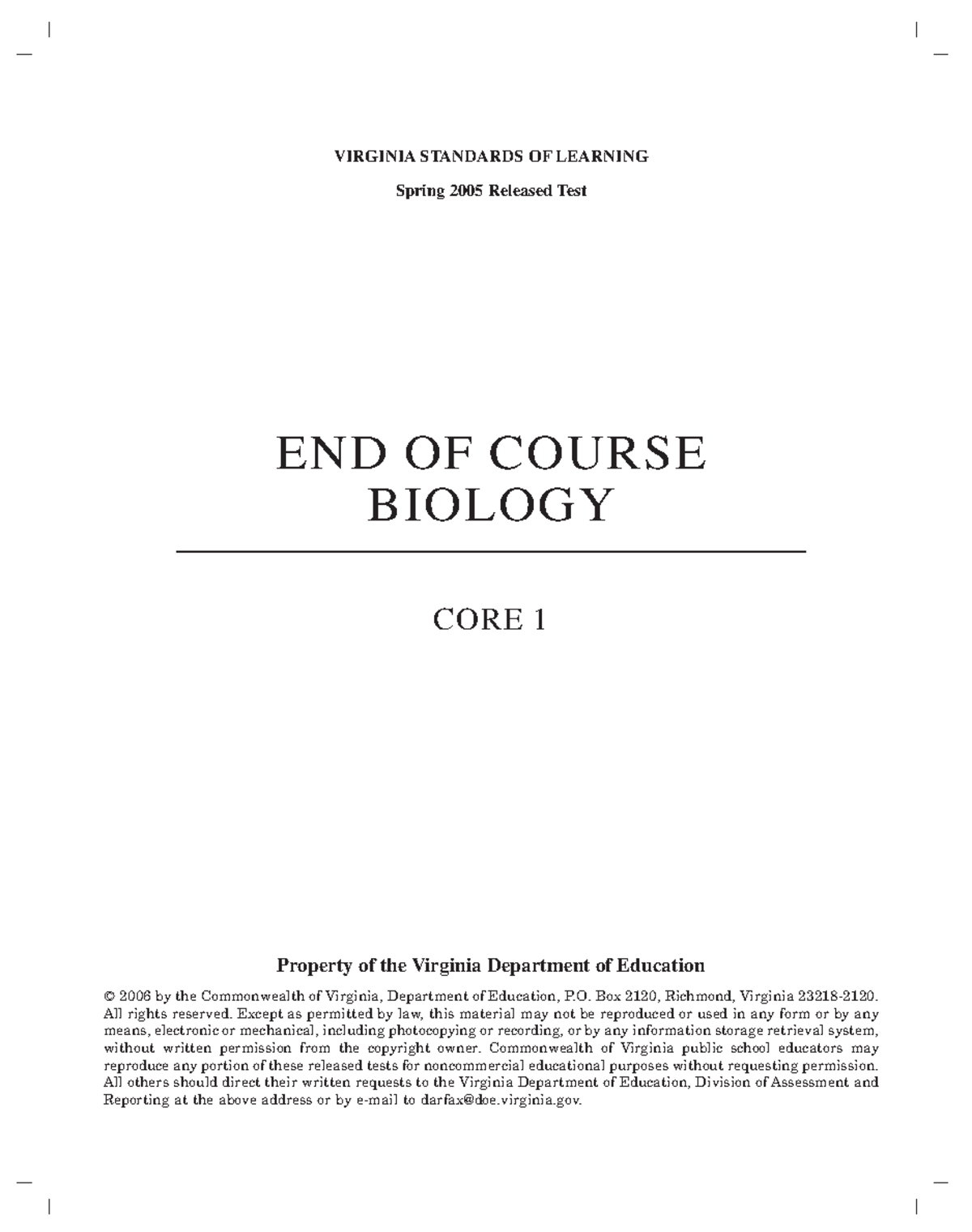 Biology SOL 2005 - Released Test Review Guide - Studocu