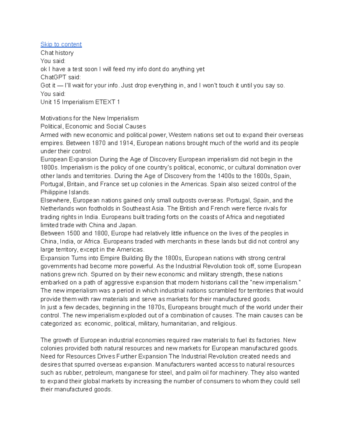 Unit 15: Imperialism Study Guide and Key Questions - Studocu