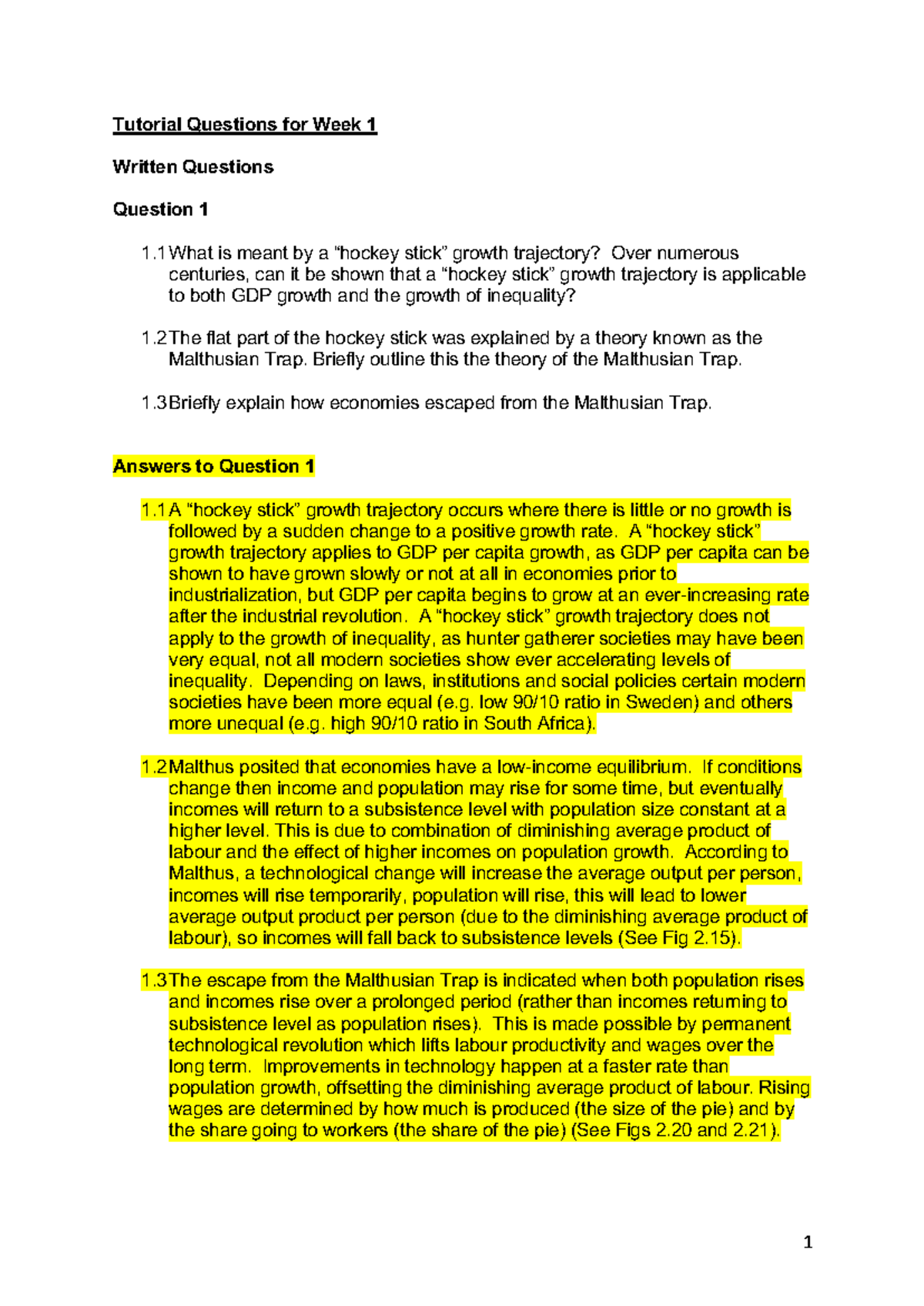 WEEK 1 TUT 1 MEMO ECON 1016A MICROECONOMICS FYR SEMESTER 1 CAPITALISM ...
