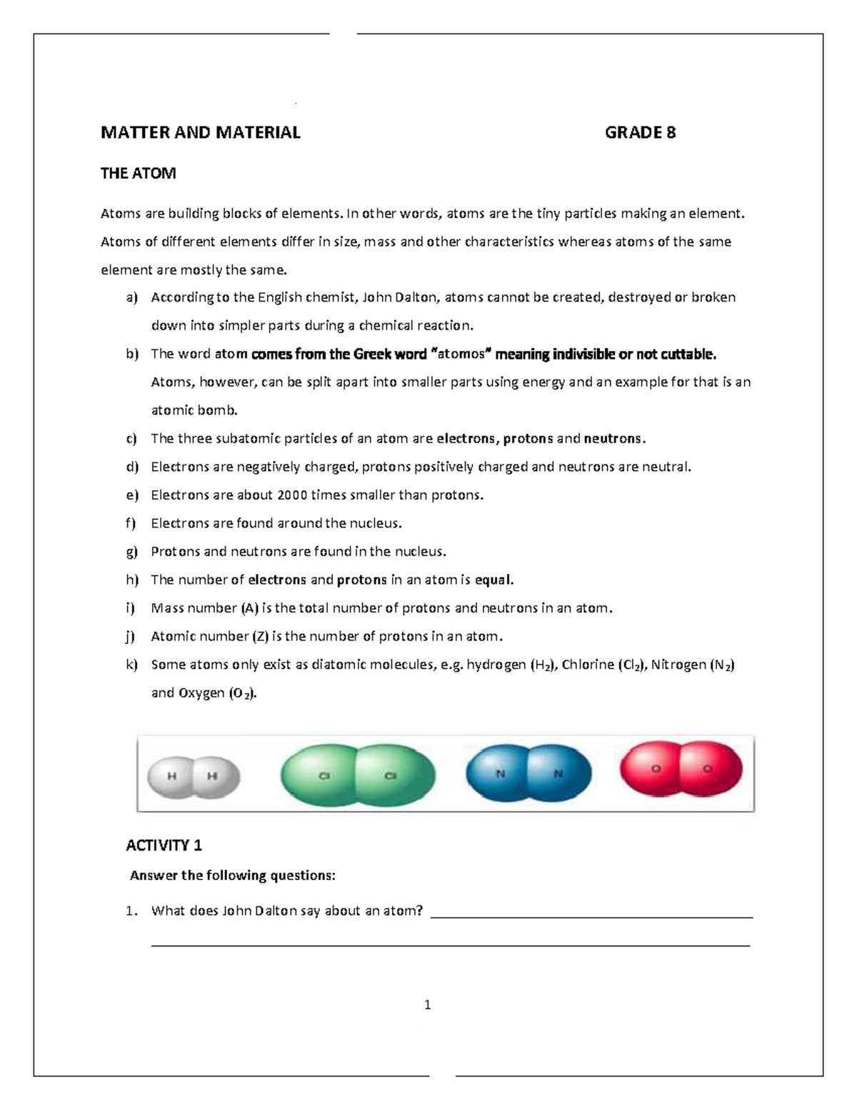 Grade 8 Science Notes: Matter, Atoms, and Elements - Studocu
