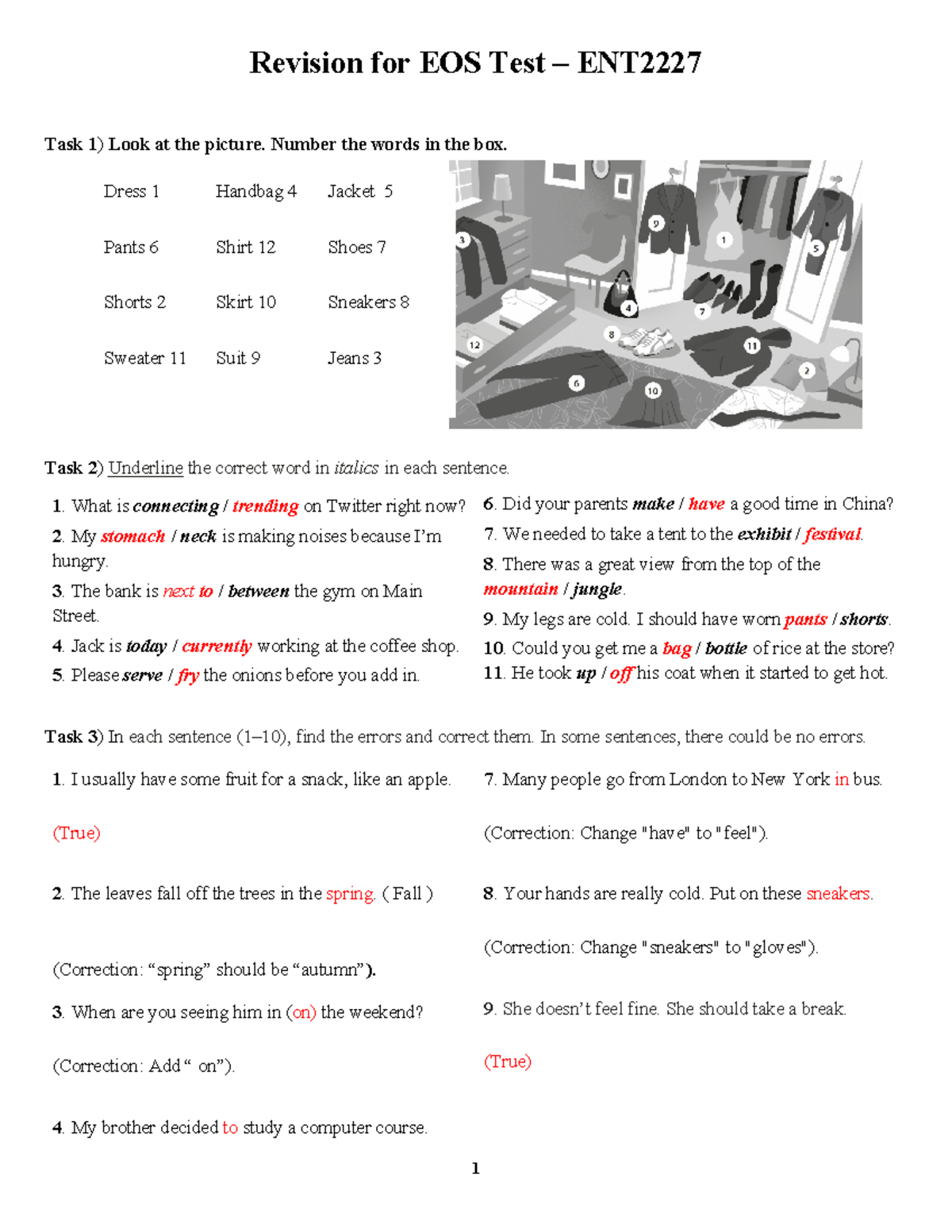 EOS Test Nhóm Cỏ Ngọt - Đáp án - Revision for EOS Test – ENT Task 1 ...