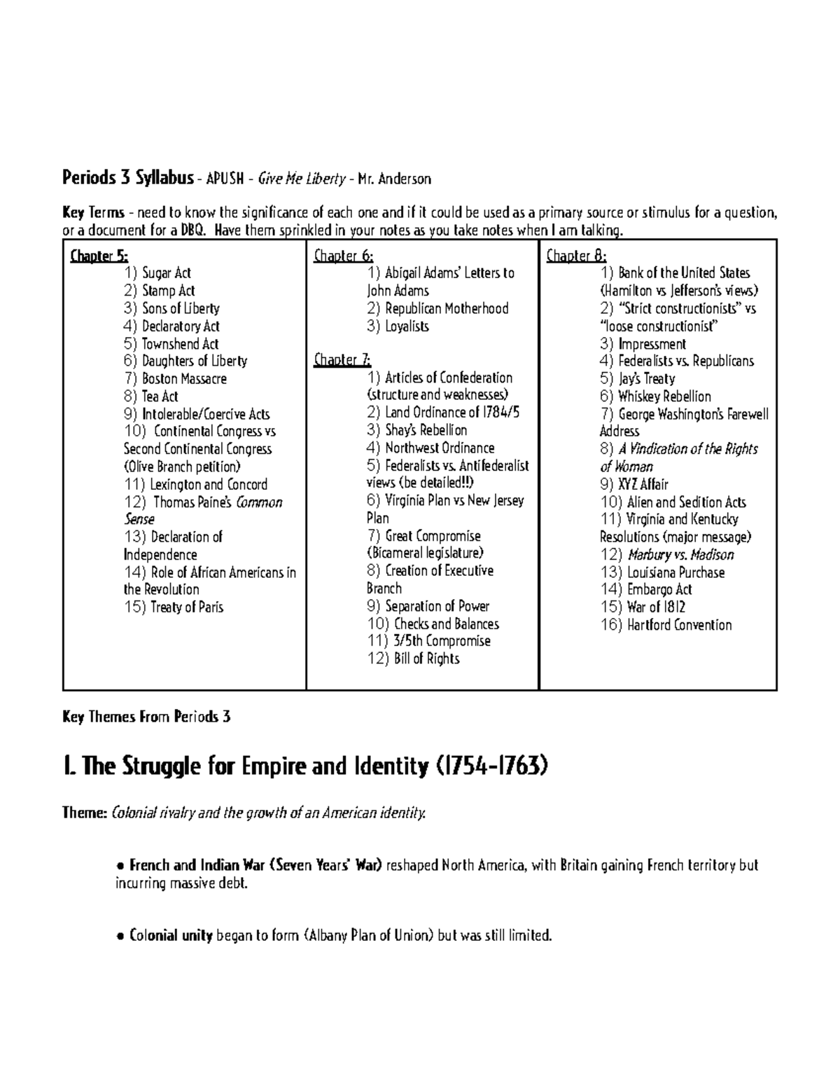 Periods 3 Study Guide: APUSH - Key Terms & Themes Overview - Studocu