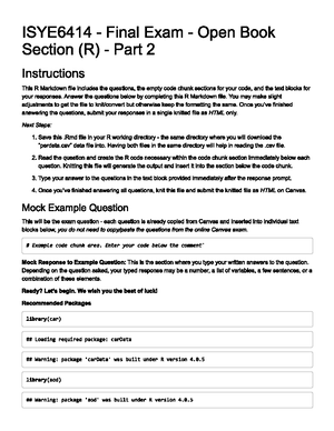 Midterm 1 Practice Solutions for ISYE 6414 - Fall 2020/Spring 2020 - Studocu